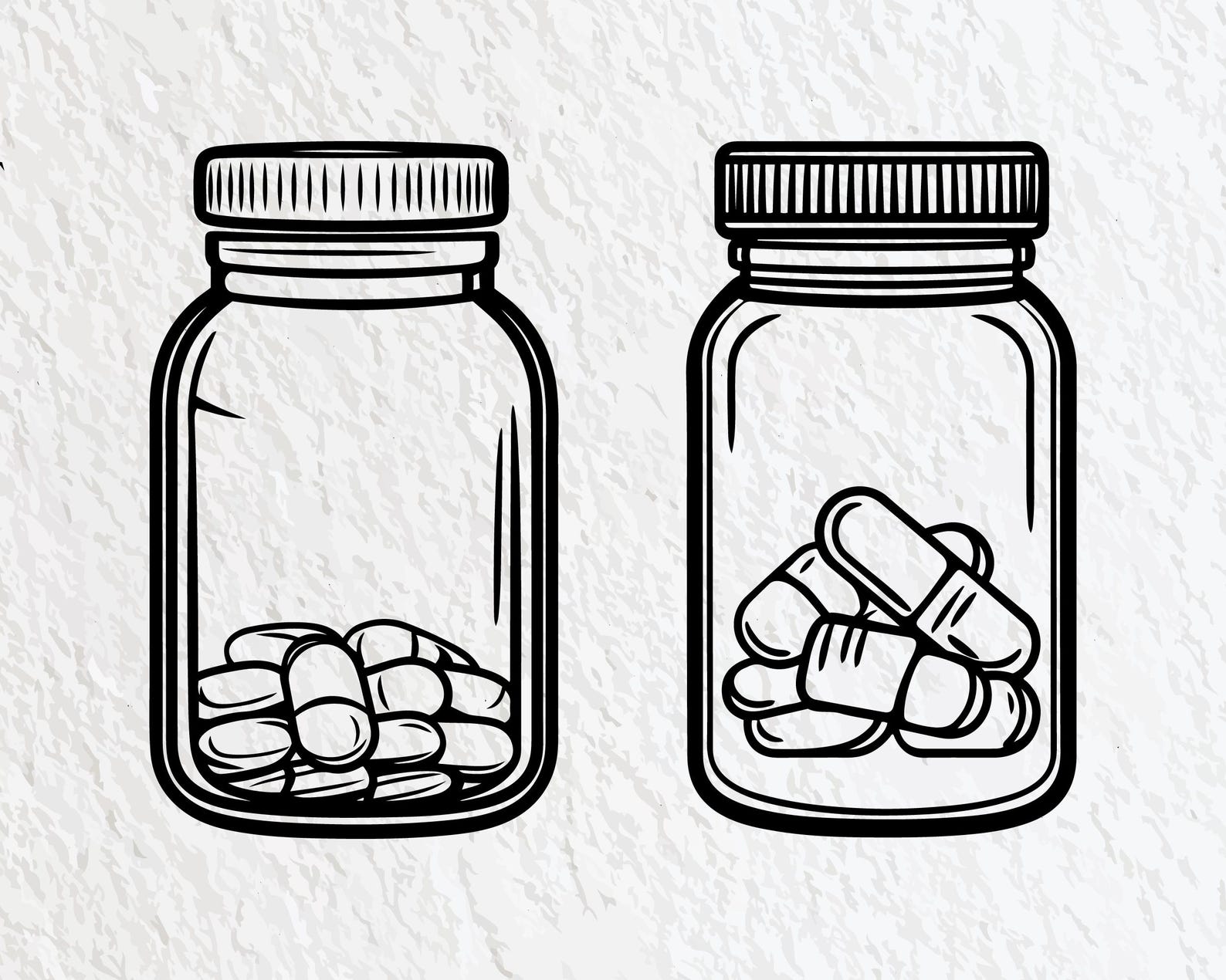 Pill Bottle SVG Bundle: Clipart, Outline, Vector (digital Download) - Etsy