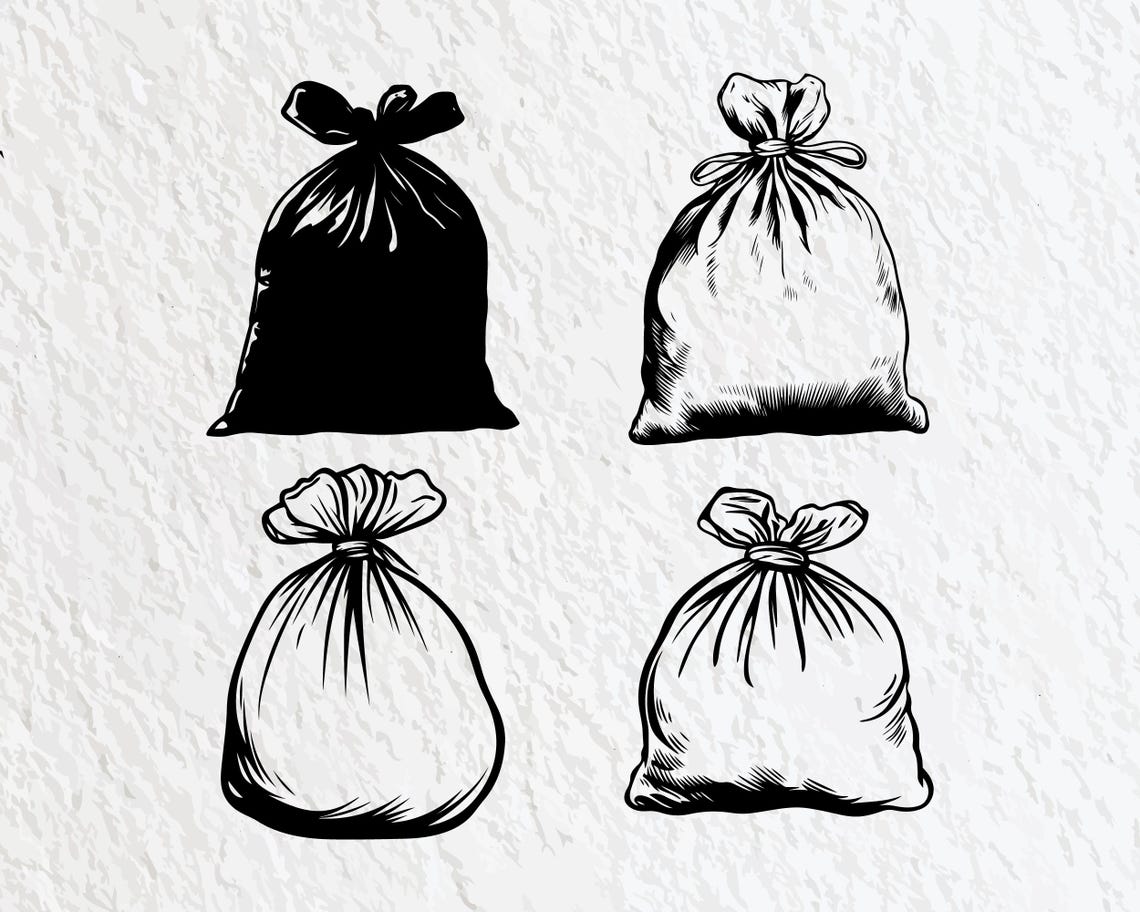 Sack Svg Bundle, Sack Silhouette, Sack Clipart Png, Sack Outline, Sack ...