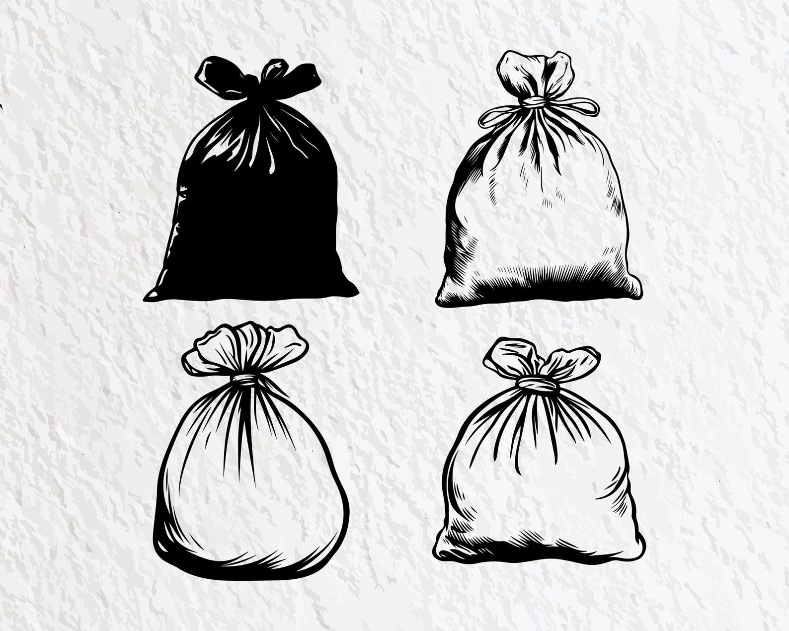 Sack Svg Bundle, Sack Silhouette, Sack Clipart Png, Sack Outline, Sack ...