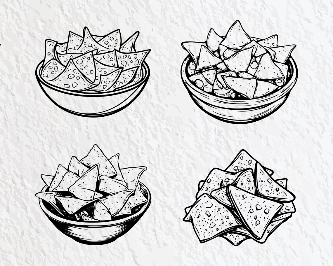 Nachos SVG Bundle: Clipart, Silhouette, Vector (PNG, Cut Files for ...