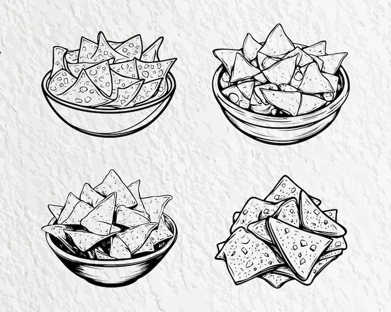 Nachos SVG Bundle: Clipart, Silhouette, Vector (PNG, Cut Files for ...