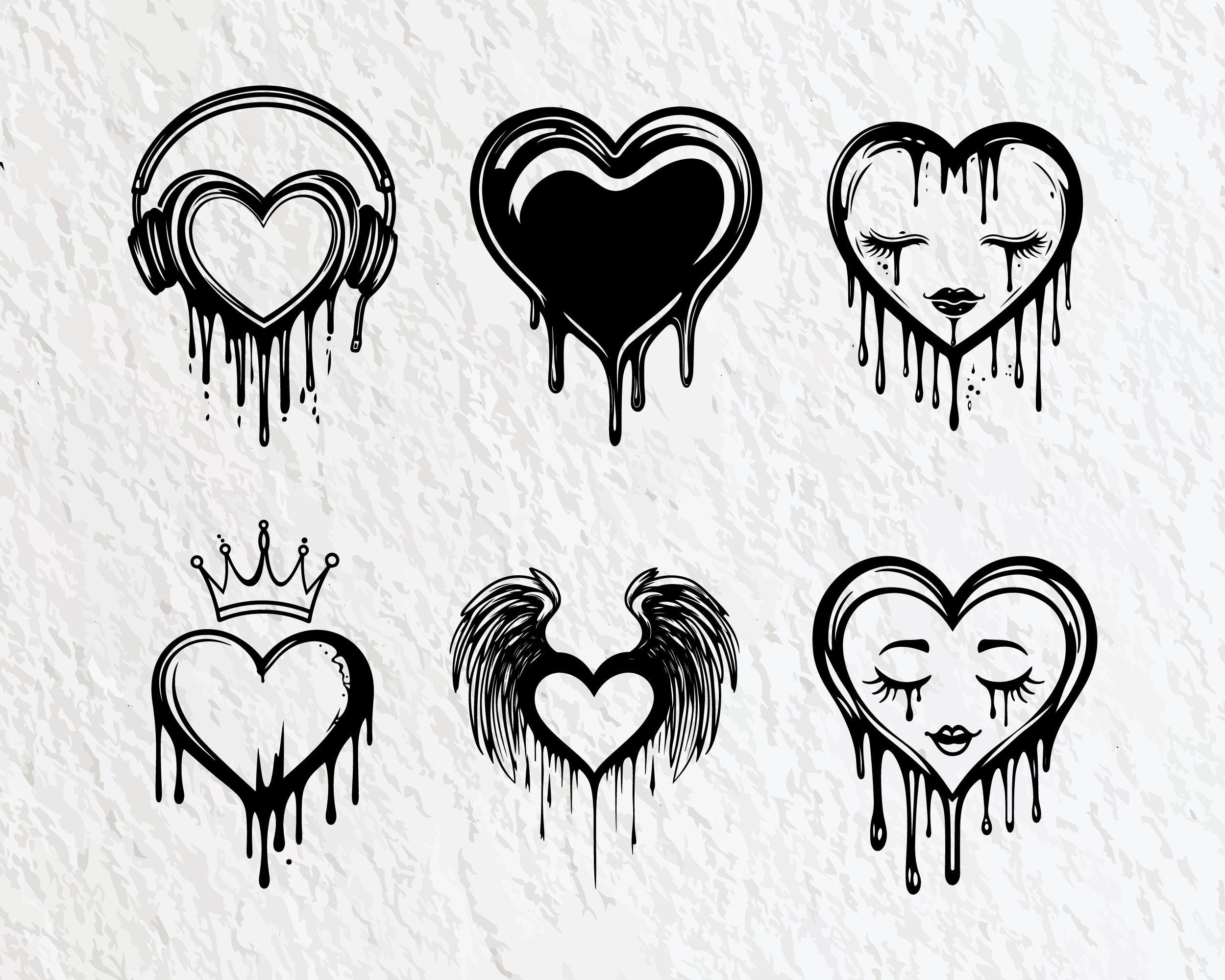 Dripping Heart SVG Bundle, Bleeding Heart Clipart (PNG) - Etsy