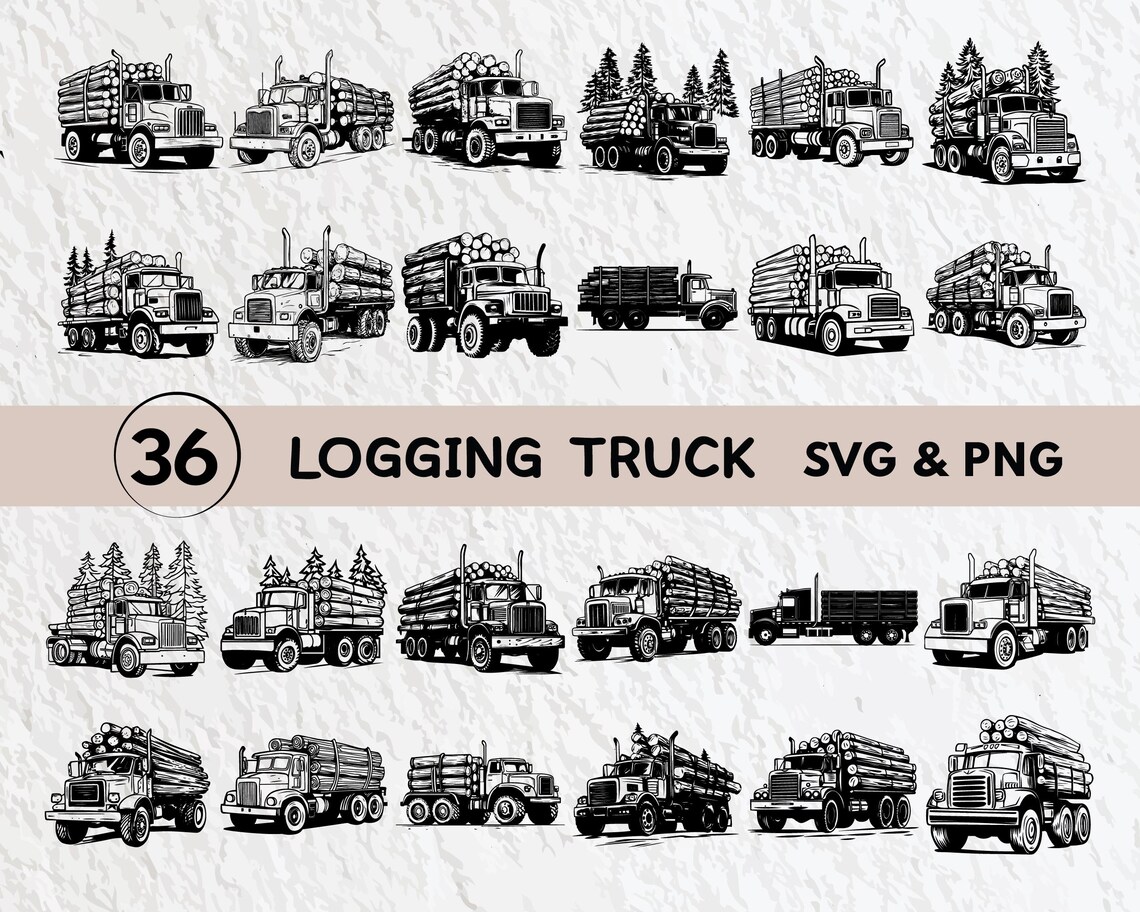 Logging Truck Svg Bundle, Logging Truck Silhouette, Logging Truck ...