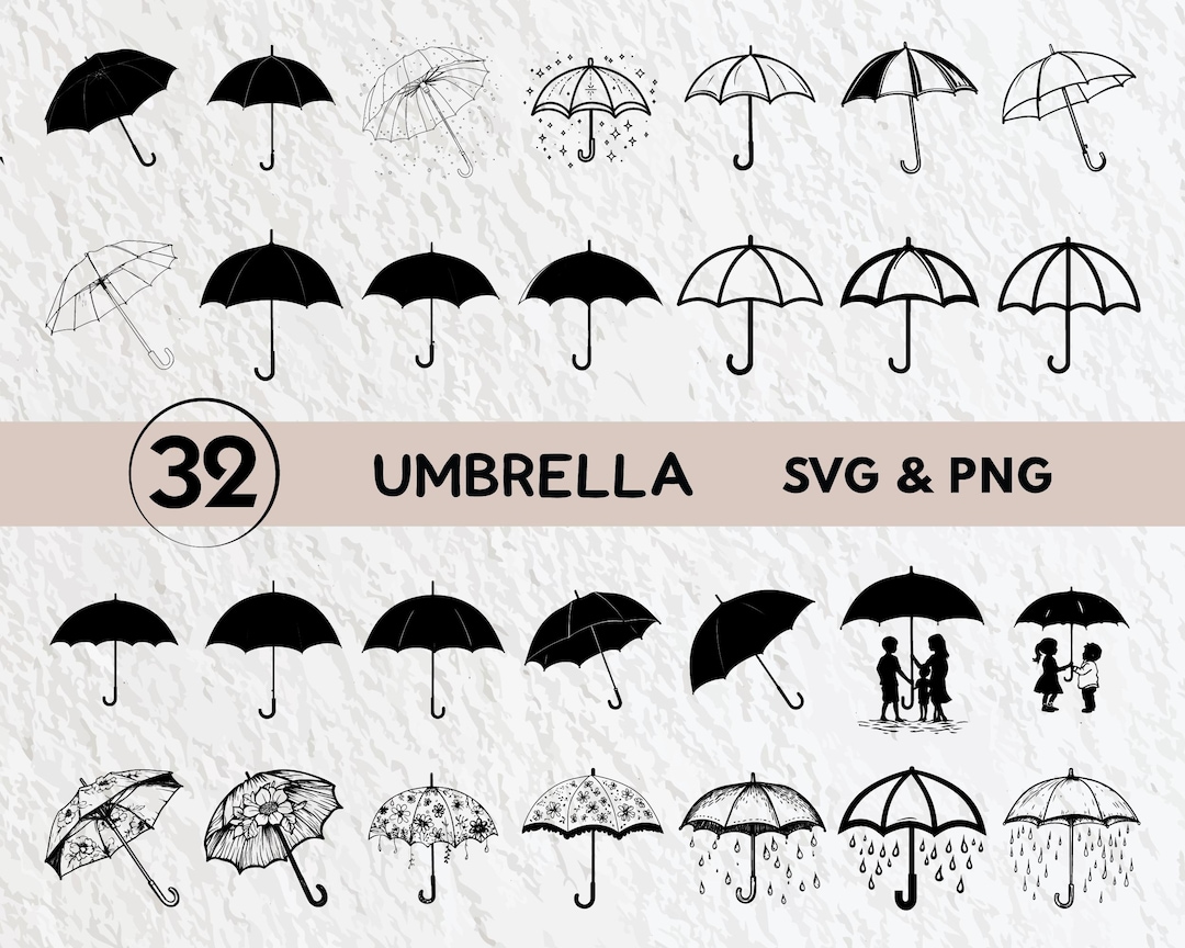 Umbrella SVG Bundle: Silhouette Clipart, Logo Icon (PNG, Vector) - Etsy