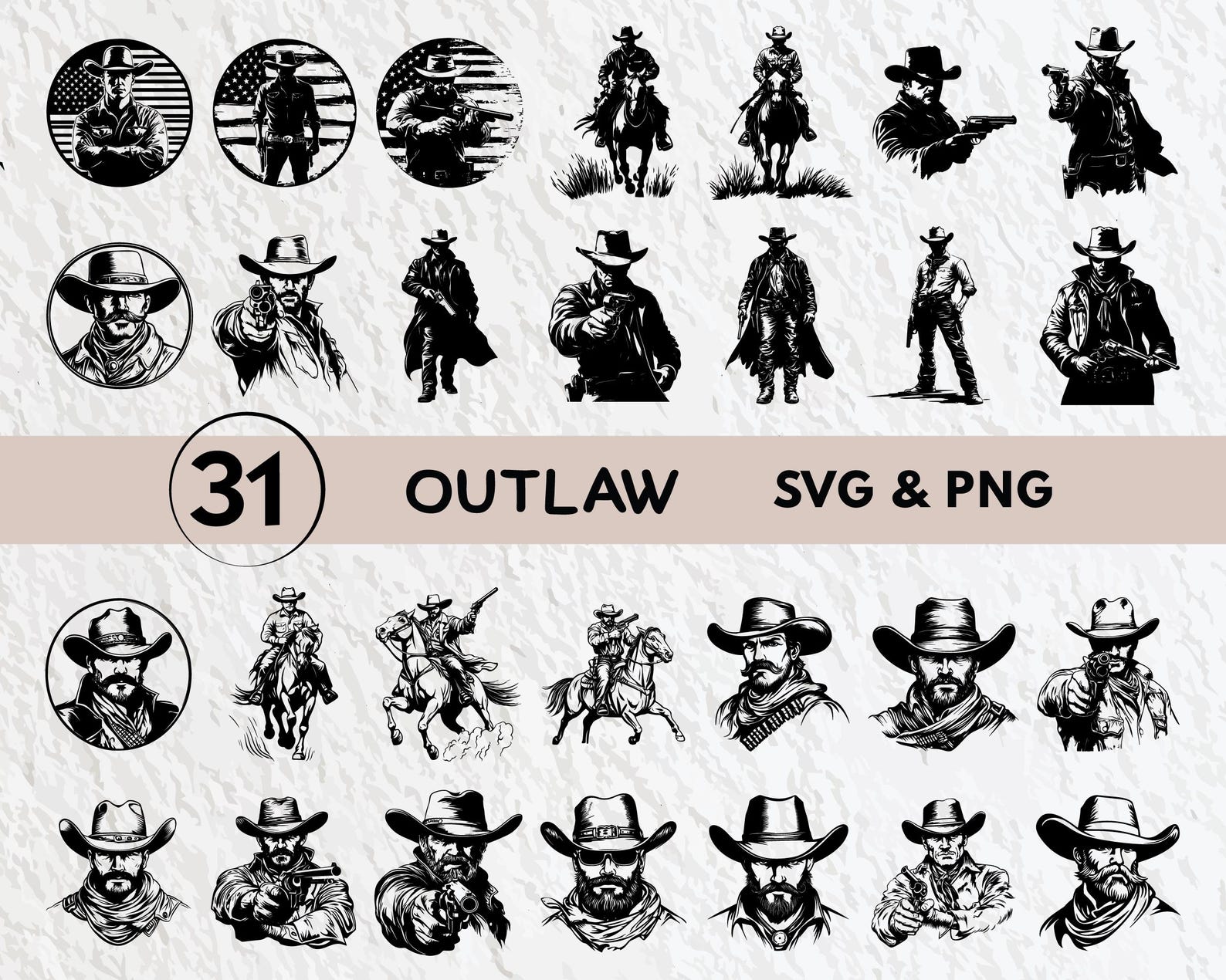 Outlaw Svg Bundle, Outlaw Silhouette, Outlaw Clipart Png, Outlaw ...