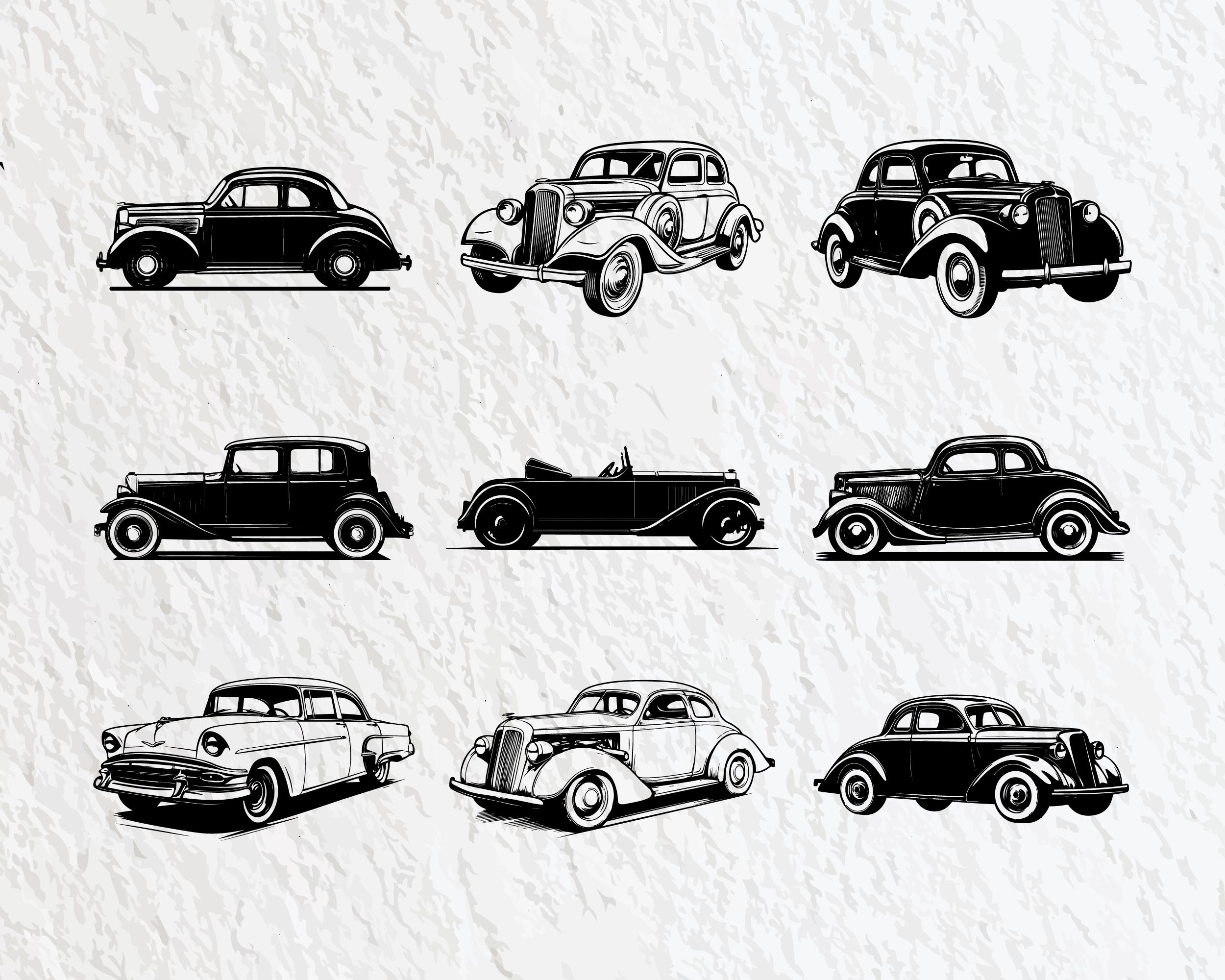 Vintage Car Svg Bundle, Vintage Car Silhouette, Vintage Car Clipart Png ...
