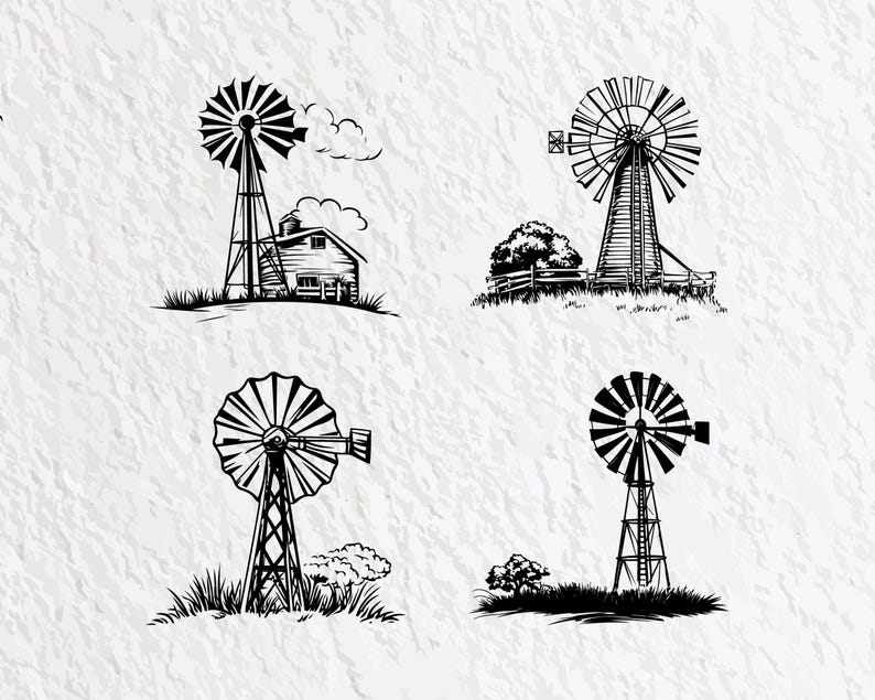 Farm Windmill Svg Bundle, Farm Windmill Silhouette, Farm Windmill ...