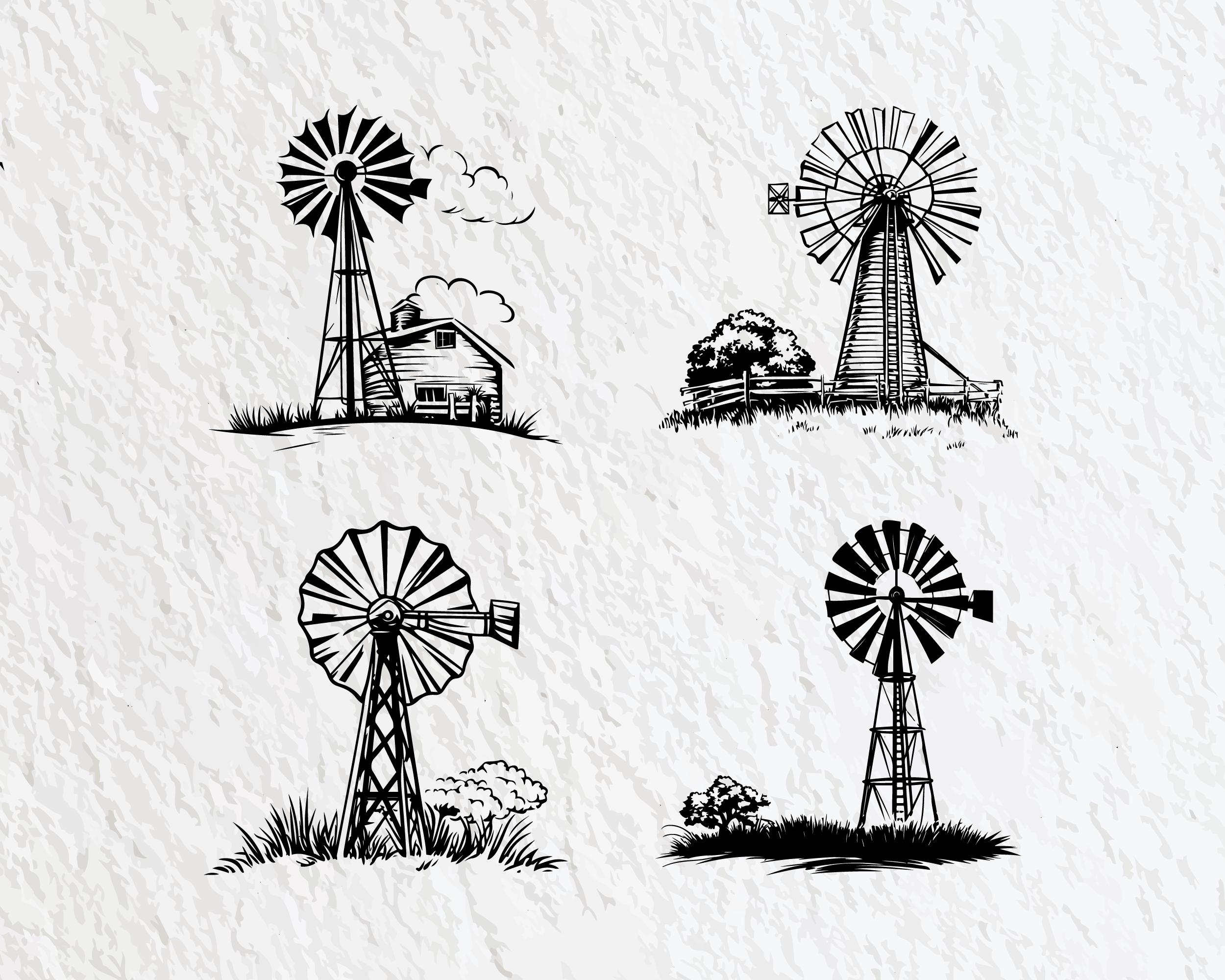 Farm Windmill Svg Bundle, Farm Windmill Silhouette, Farm Windmill ...