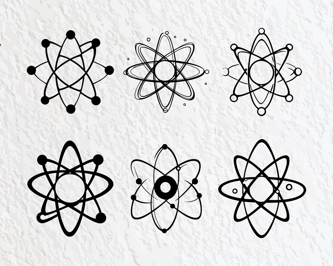 Atom Svg Bundle: Silhouette, Outline, Vector, Logo, Icon (PNG, Cricut ...
