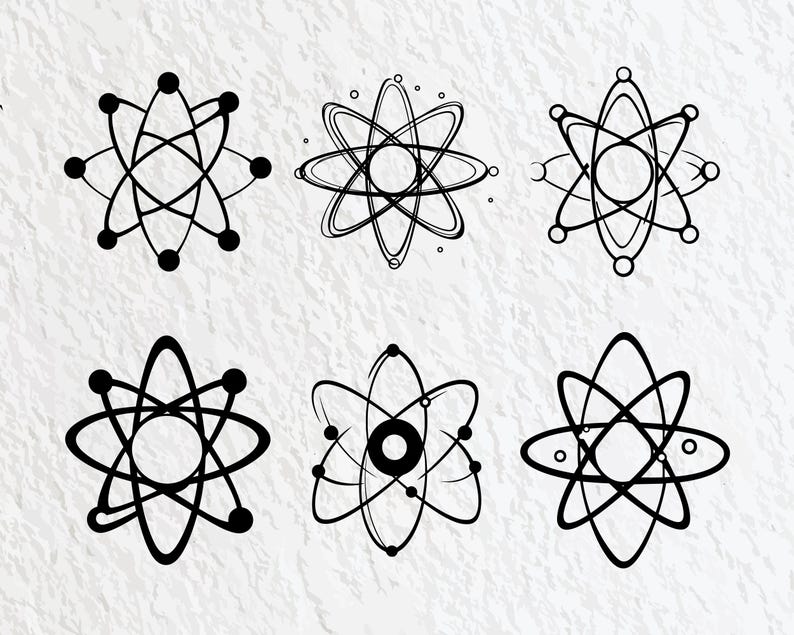 Atom Svg Bundle: Silhouette, Outline, Vector, Logo, Icon (PNG, Cricut ...