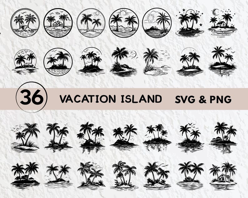 Vacation Island SVG Bundle: Tropical Clipart, Logo Icon (PNG, Vector ...