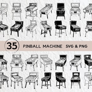 Pinball Machine SVG Bundle: Silhouette Clipart, Logo Icon (digital ...
