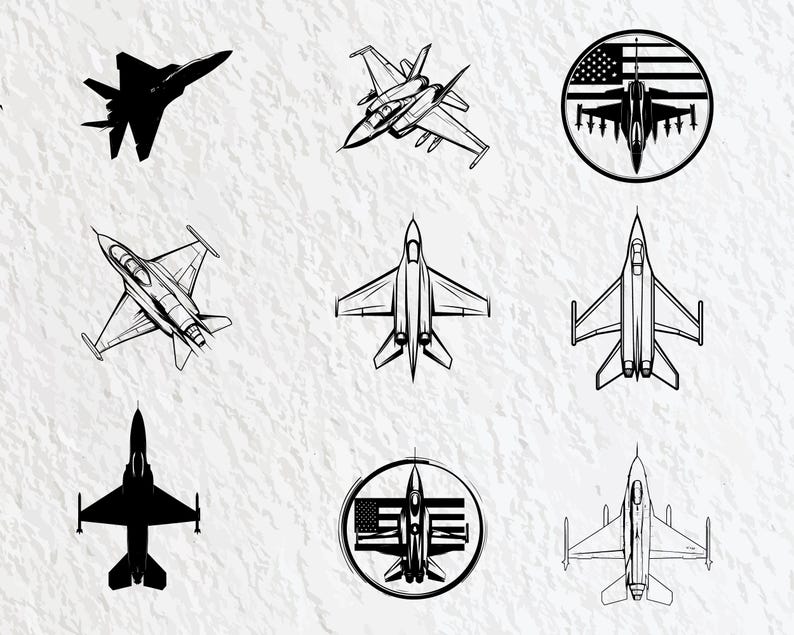 Jet Fighter SVG Bundle: Silhouette Clipart, Vector Decal (PNG, SVG) - Etsy
