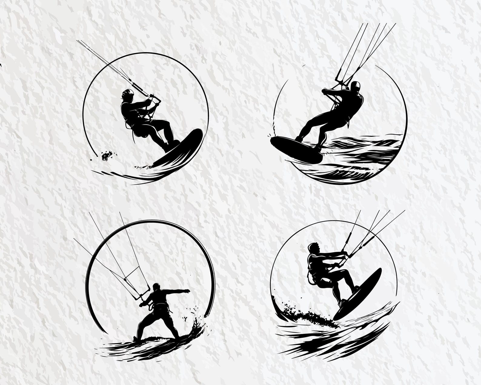 Kite Surfing SVG Bundle: Silhouette Clipart, Vector Cut Files - Etsy