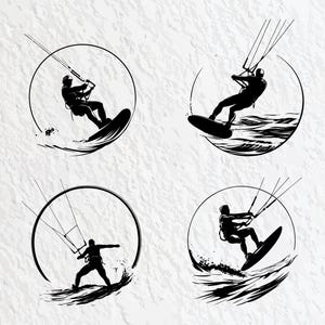 Kite Surfing SVG Bundle: Silhouette Clipart, Vector Cut Files - Etsy