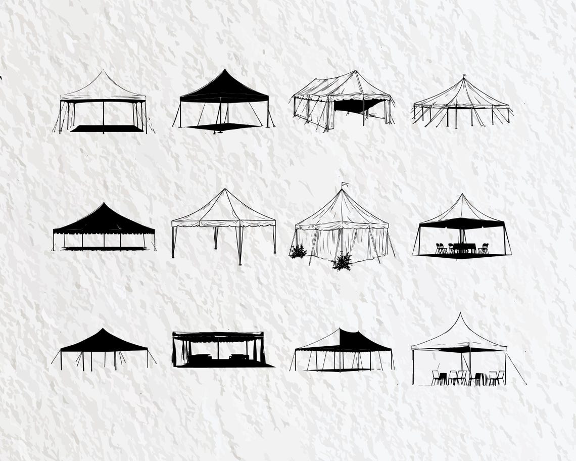 Outdoor Event Tent SVG Bundle: Tent Silhouette Clipart (digital ...