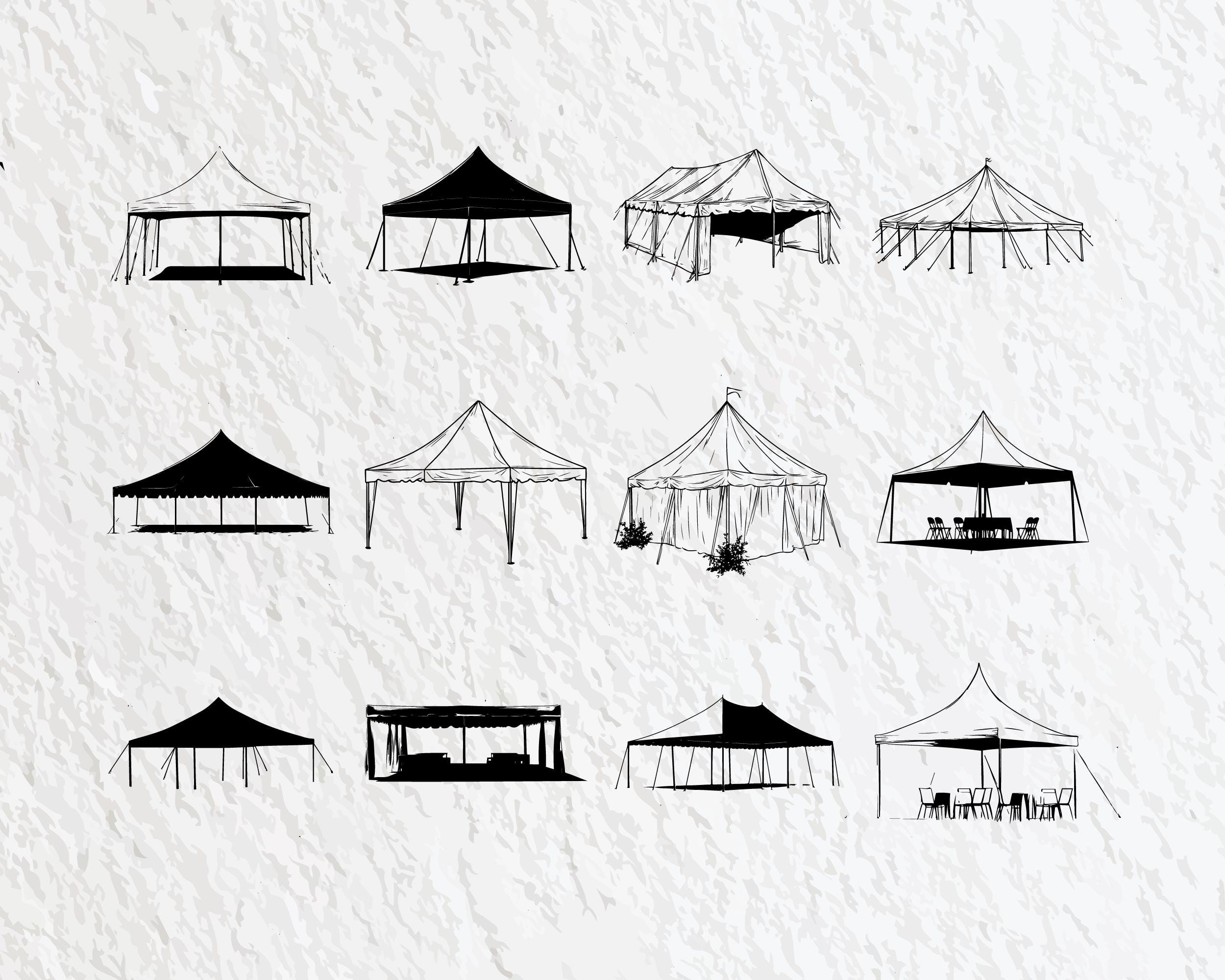 Outdoor Event Tent SVG Bundle: Tent Silhouette Clipart (digital ...