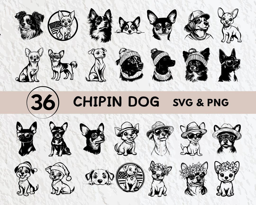 Chipin Dog Svg Bundle, Chipin Dog Silhouette, Chipin Dog Clipart Png ...
