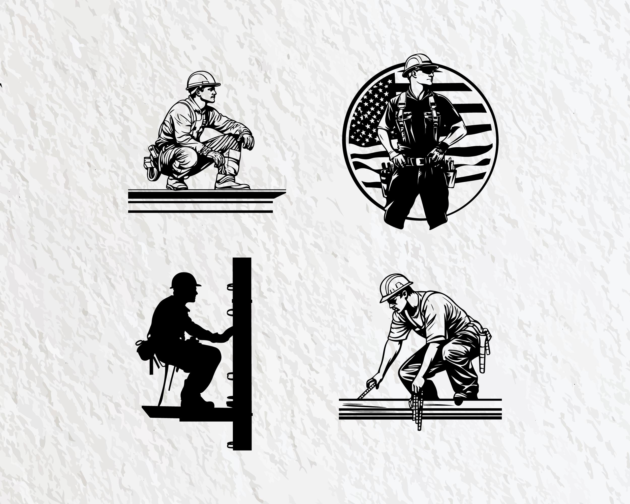 Structural Ironworker SVG Bundle: Silhouette Clipart, Logo Icon ...