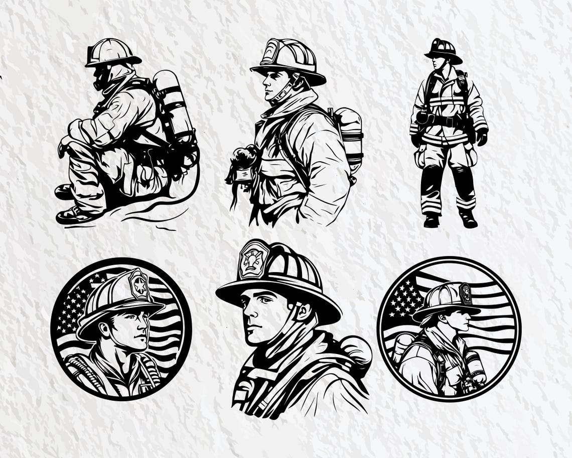 Firefighter SVG Bundle: Hero Clip Art, Decal Designs (digital Download ...