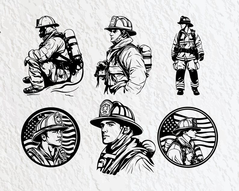 Firefighter SVG Bundle: Hero Clip Art, Decal Designs (digital Download ...