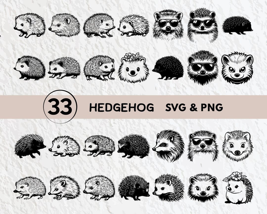Hedgehog SVG Bundle: Silhouette Clipart, Vector Icon (digital Download ...