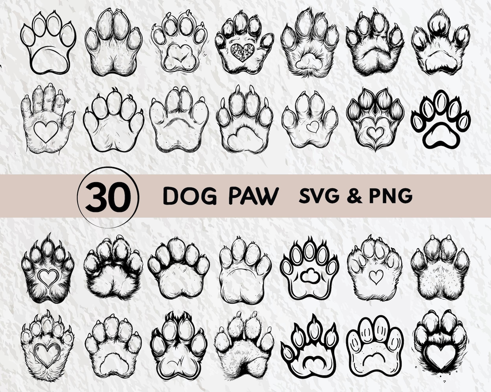 Dog Paw Svg Bundle, Dog Paw Silhouette, Dog Paw Clipart Png, Dog Paw ...