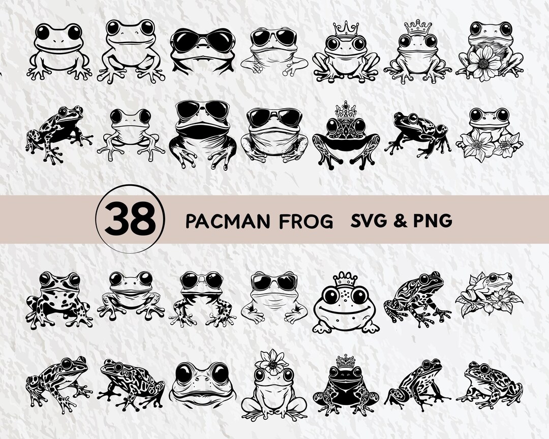 Pacman Frog Svg Bundle, Pacman Frog Silhouette, Pacman Frog Clipart Png ...