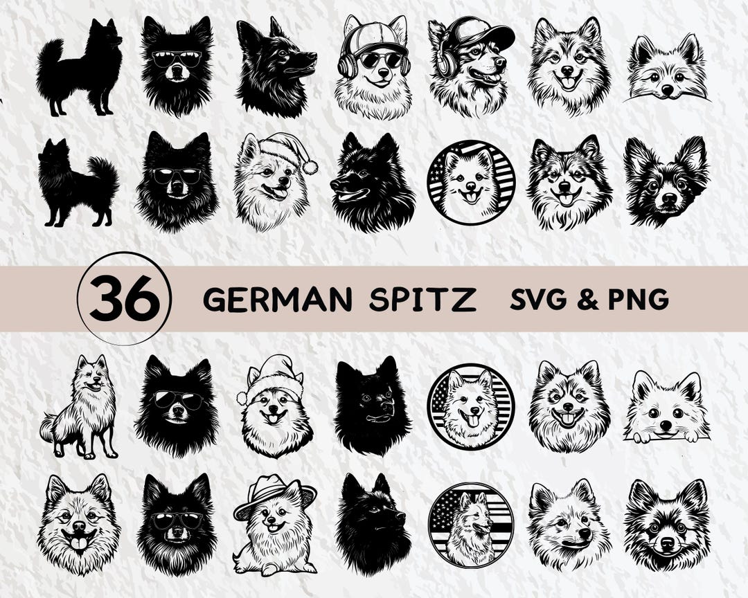 German Spitz Svg Bundle, German Spitz Silhouette, German Spitz Clipart ...