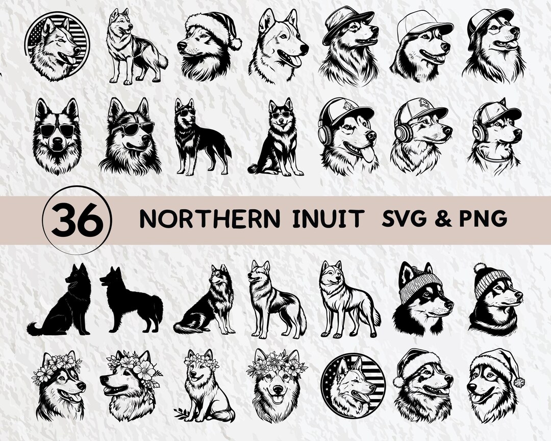 Northern Inuit Dog Svg Bundle, Northern Inuit Silhouette, Northern ...