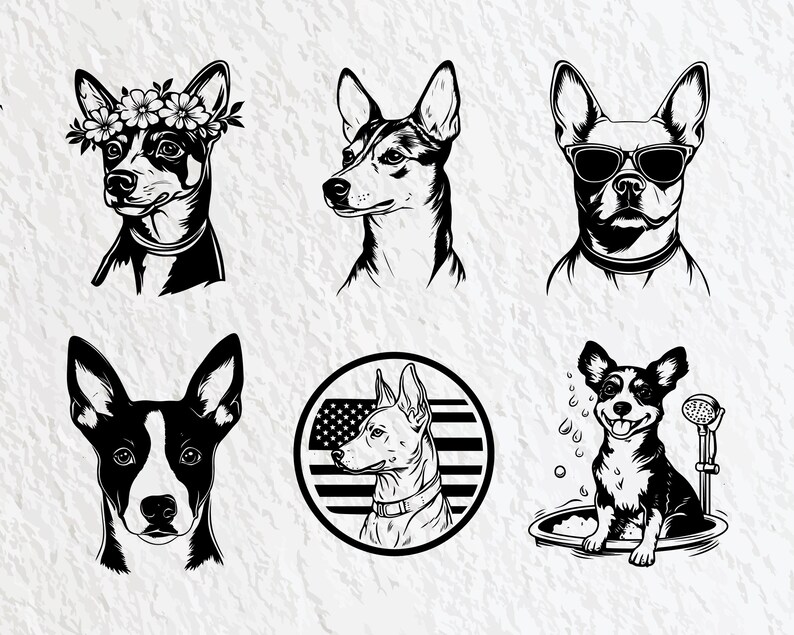 Basenji SVG Bundle: Dog Silhouette Clipart (PNG, Vector) - Etsy