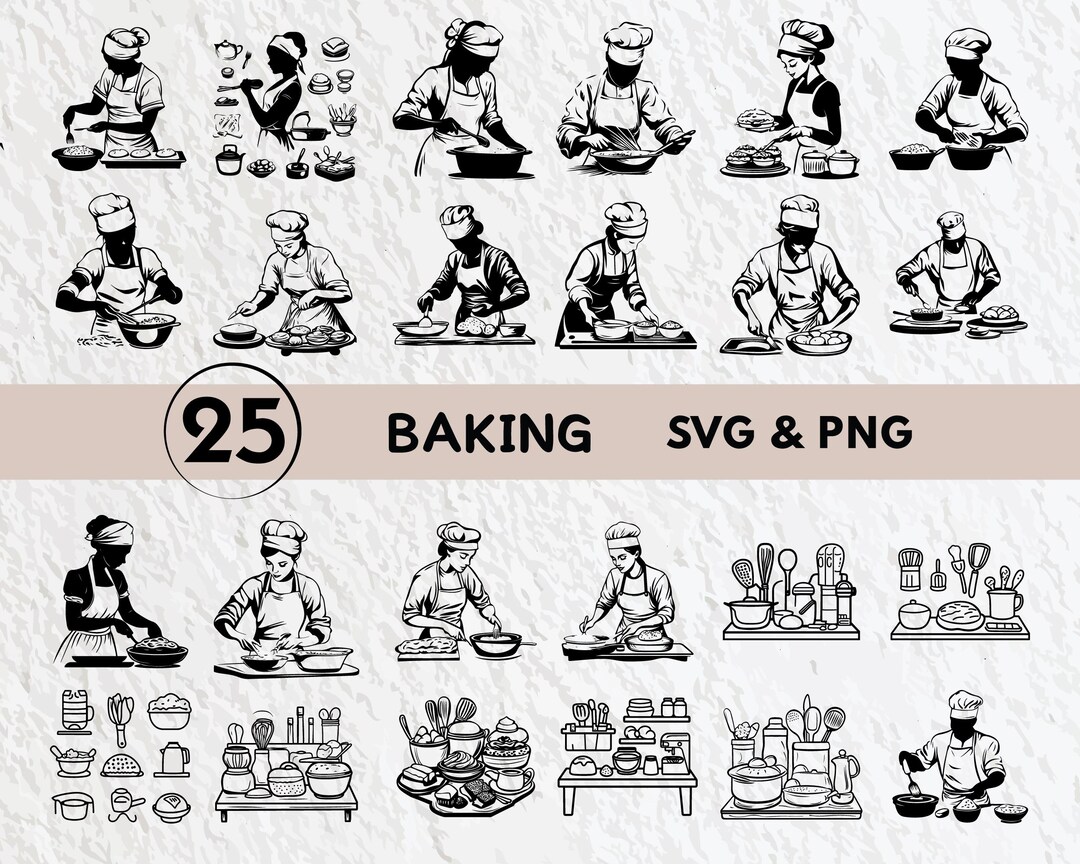 Baking Svg Bundle, Baking Silhouette, Baking Clipart Png, Baking ...