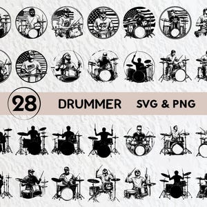 Drummer Svg Bundle, Drummer Silhouette, Drummer Clipart Png, Drummer ...