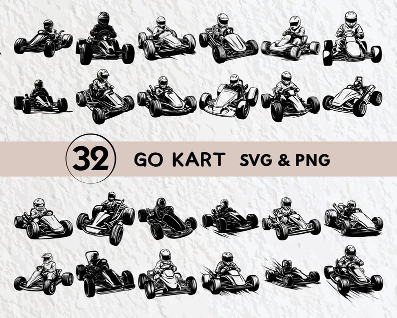 Go Kart Svg Bundle, Go Kart Silhouette, Go Kart Clipart Png, Go Kart ...