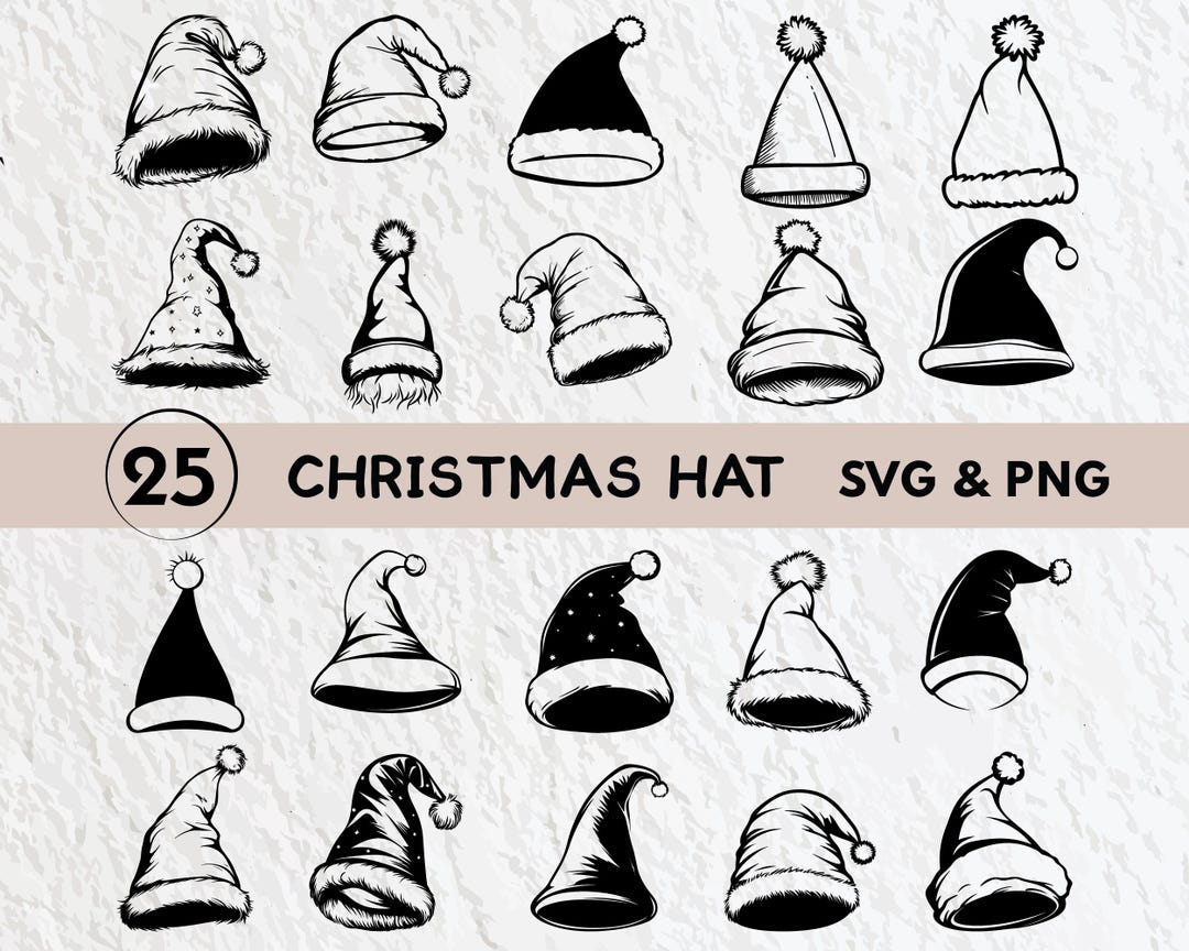 Christmas Hat Svg Bundle, Christmas Hat Silhouette, Santa Hat Clipart ...