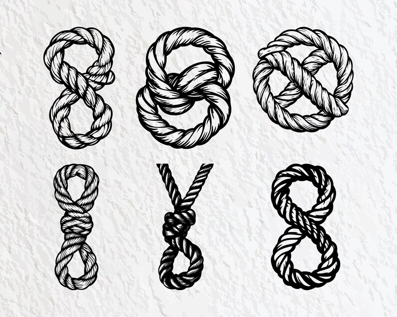 Rope Knot SVG Bundle: Silhouette Clipart, Vector Graphics (digital ...