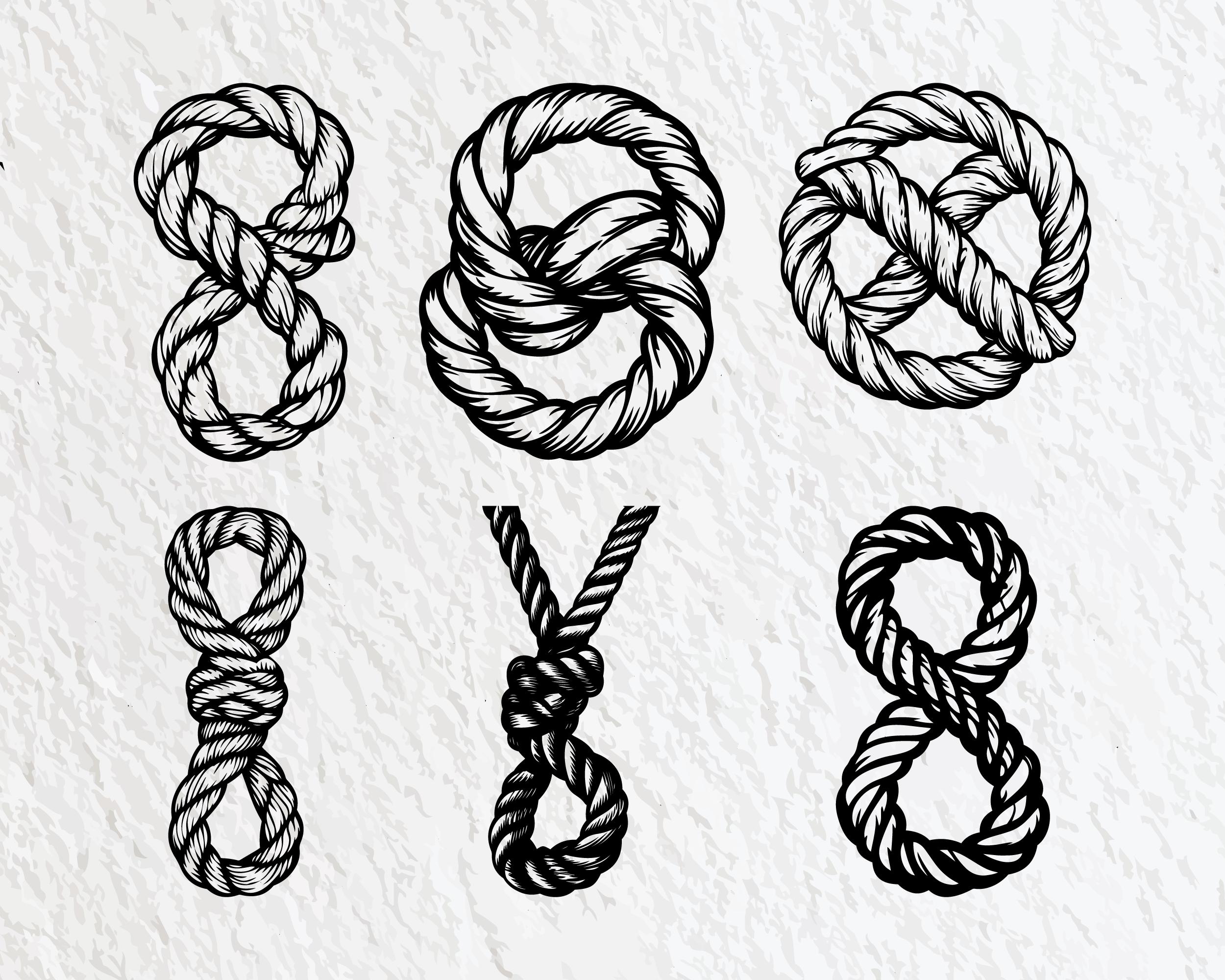 Rope Knot SVG Bundle: Silhouette Clipart, Vector Graphics (digital ...