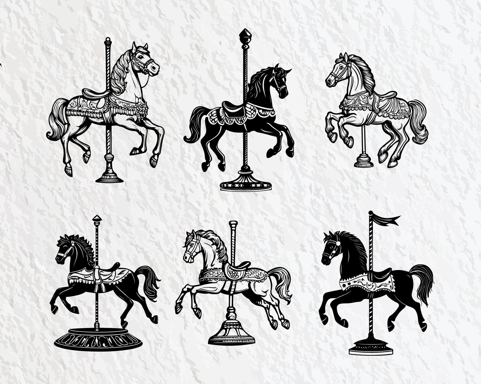 Carousel Horse Svg Bundle, Carousel Horse Silhouette, Carousel Horse ...