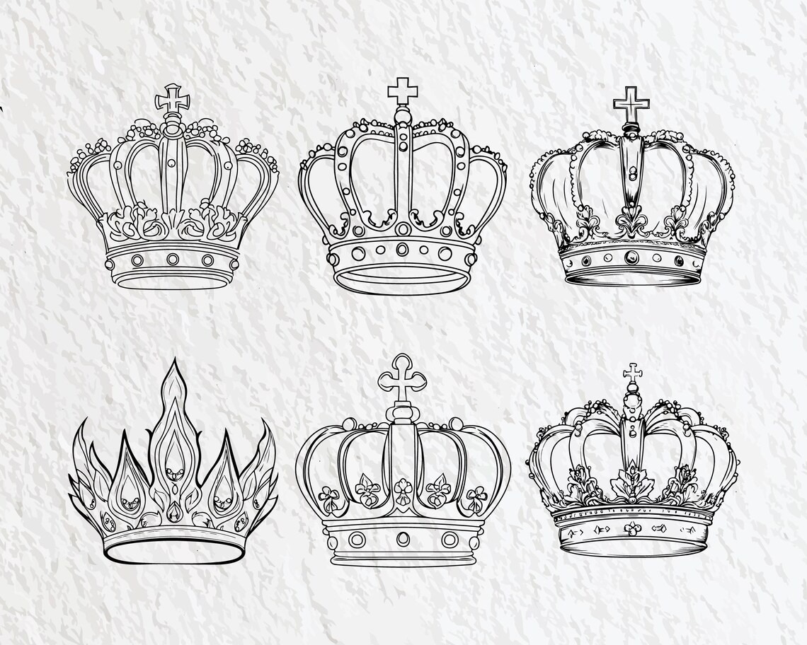 Crown SVG Bundle: Silhouette Clipart, Logo Icon Decal (digital Download ...