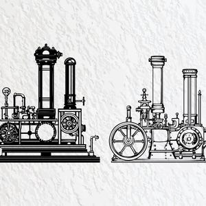 Steam Engine SVG Bundle: Silhouette Clipart, Logo Icon Decal (PNG, SVG ...