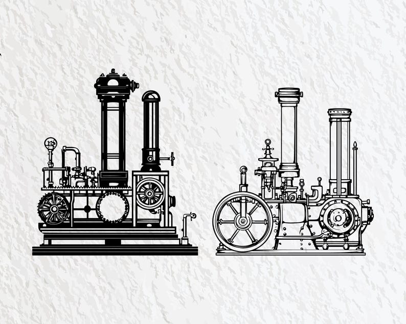 Steam Engine SVG Bundle: Silhouette Clipart, Logo Icon Decal (PNG, SVG ...