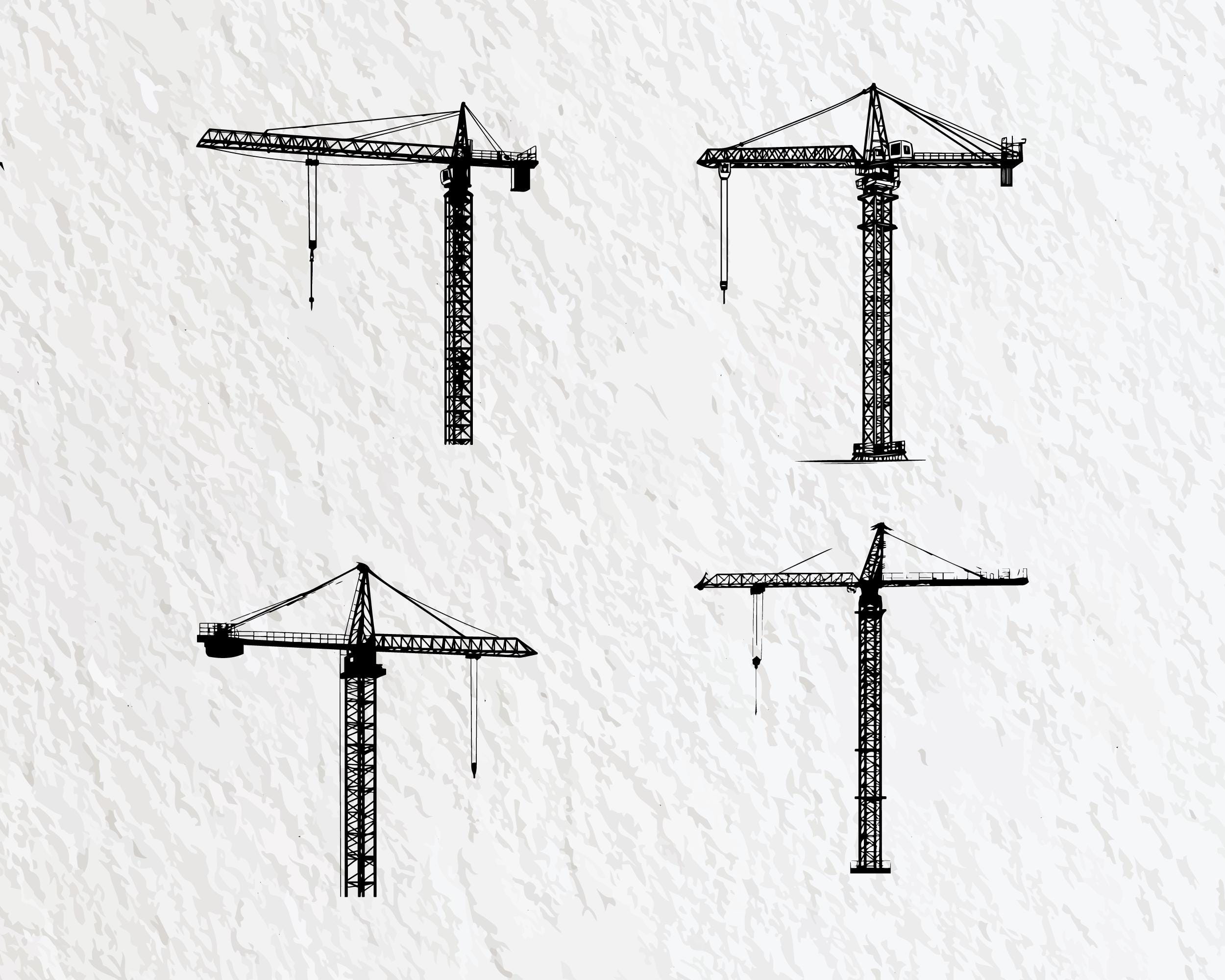 Tower Crane SVG Bundle: Silhouette Clipart, Logo Vector (digital ...