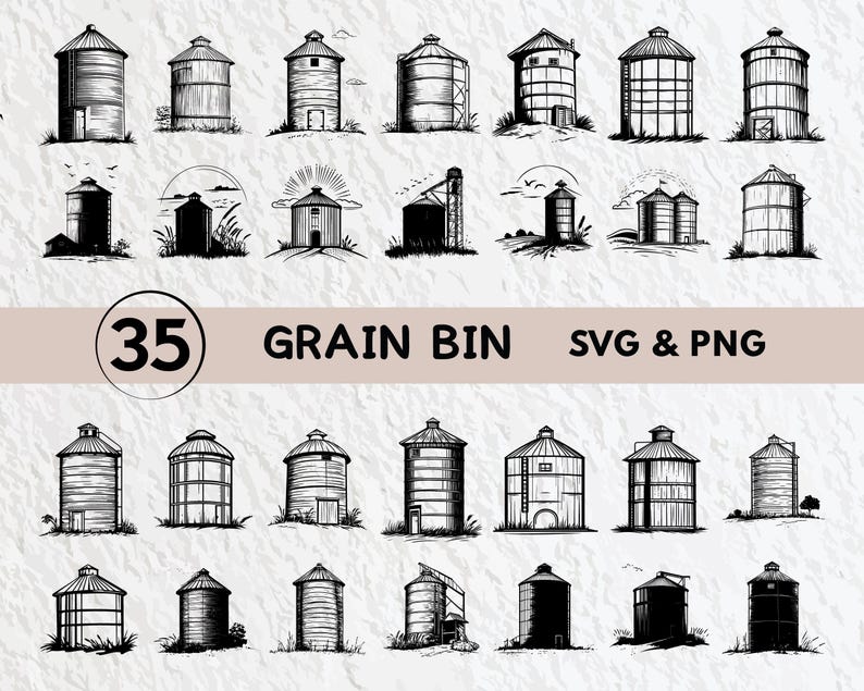 Grain Bin SVG Bundle: Silhouette Clipart, Logo Icon (cut Files) - Etsy