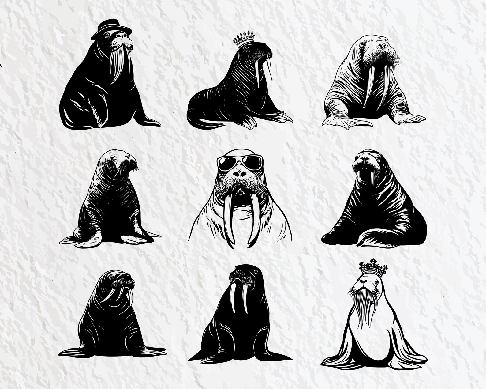 Walrus Silhouette Svg, Walrus Svg Bundle, Walrus Clipart, Walrus Decal ...