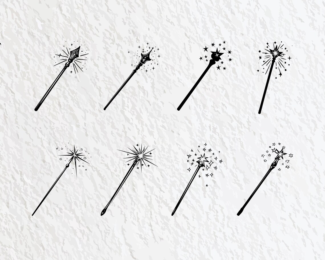 Magic Wand SVG Bundle: Silhouette Clipart, Logo Icon (PNG, SVG) - Etsy