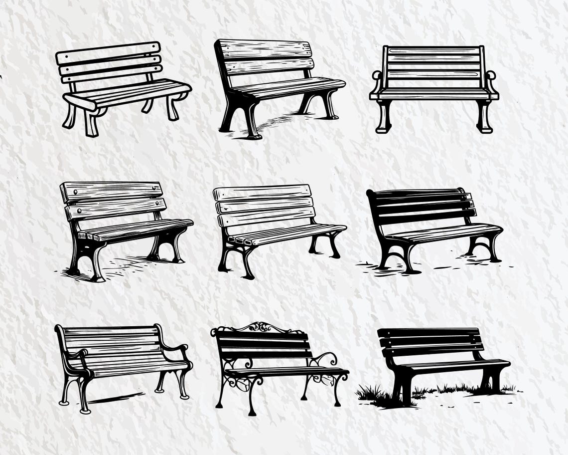 Bench SVG Bundle: Silhouette Clipart, Cricut Cut Files - Etsy