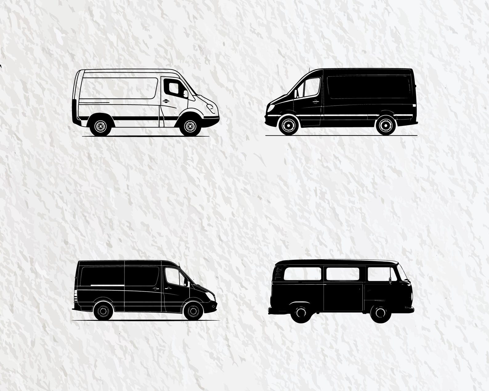 Van SVG Bundle: Silhouette Clipart, Cricut Cut Files (digital Download ...