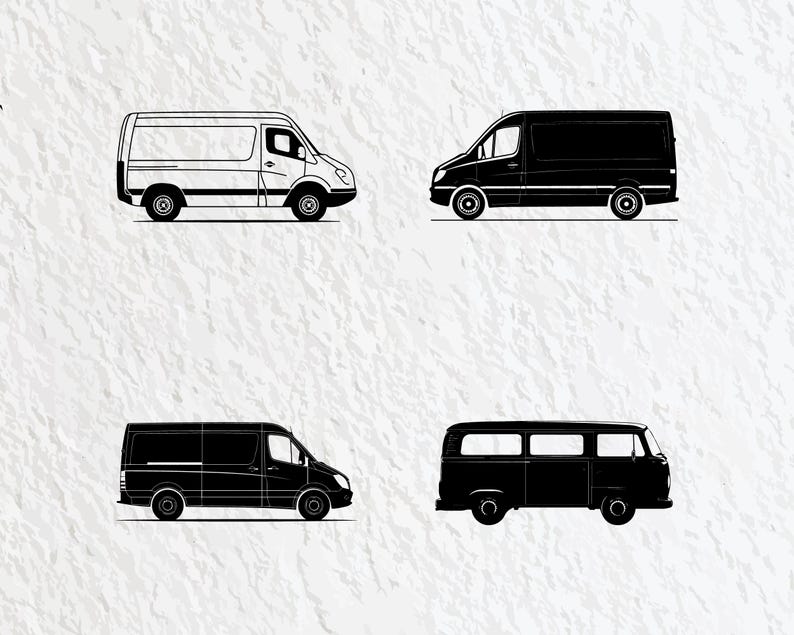 Van SVG Bundle: Silhouette Clipart, Cricut Cut Files (digital Download ...
