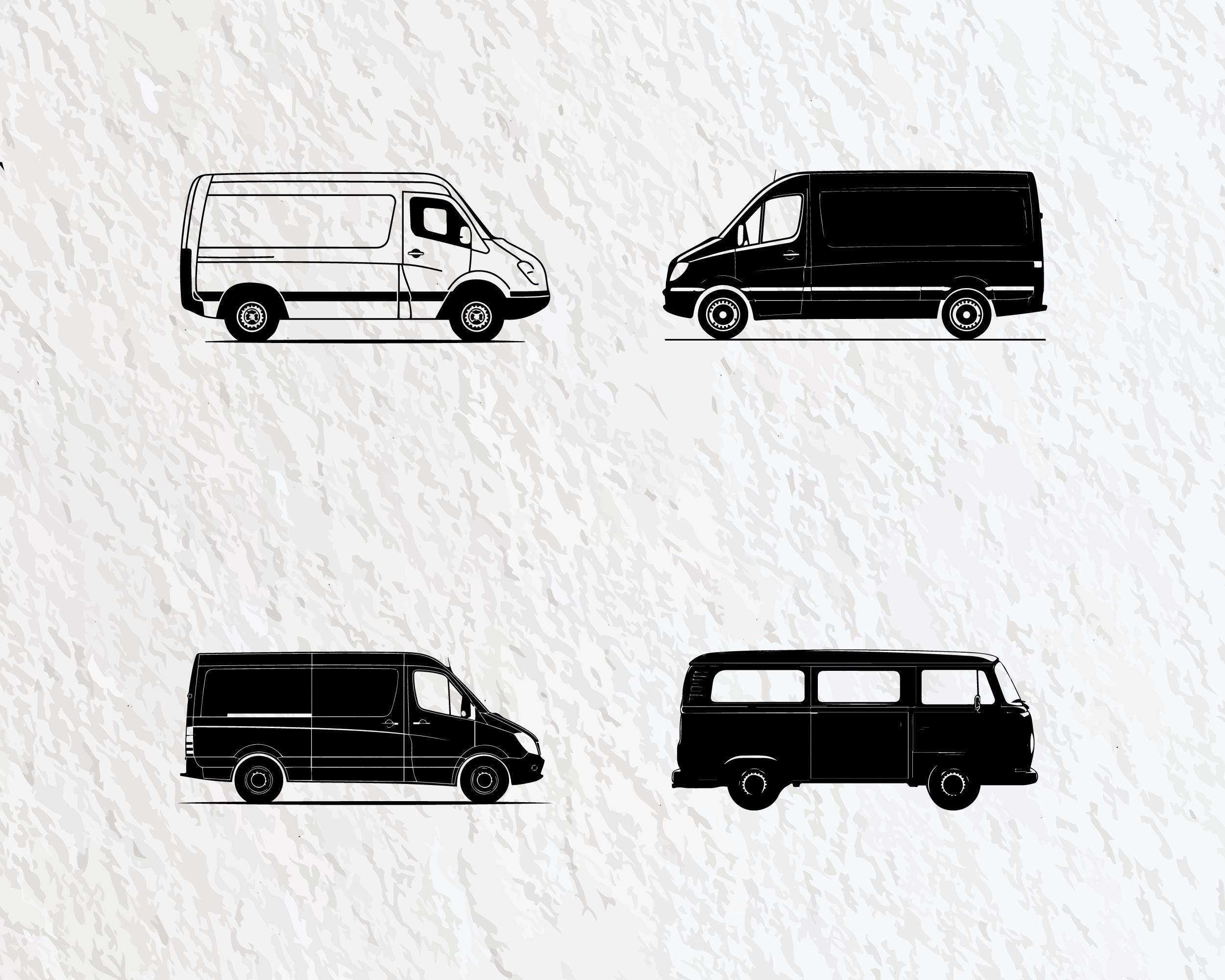 Van SVG Bundle: Silhouette Clipart, Cricut Cut Files (digital Download ...