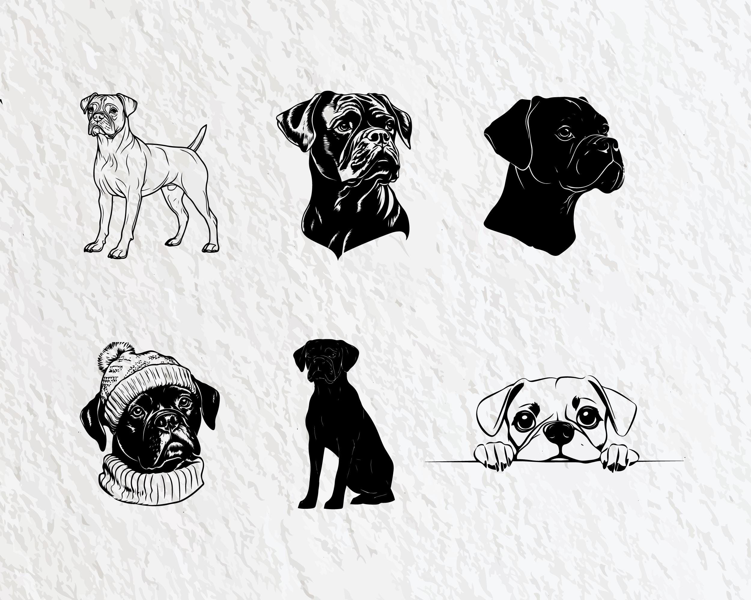 Boxer Dog Svg Bundle, Boxer Dog Silhouette, Boxer Dog Clipart Png ...